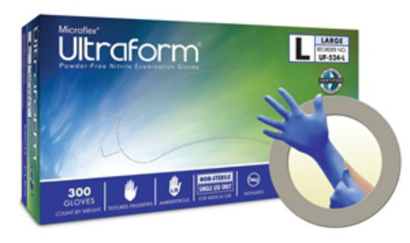 Microflex UltraForm® Powder-Free Nitrile Exam Gloves Large 3000/Cs UF ...